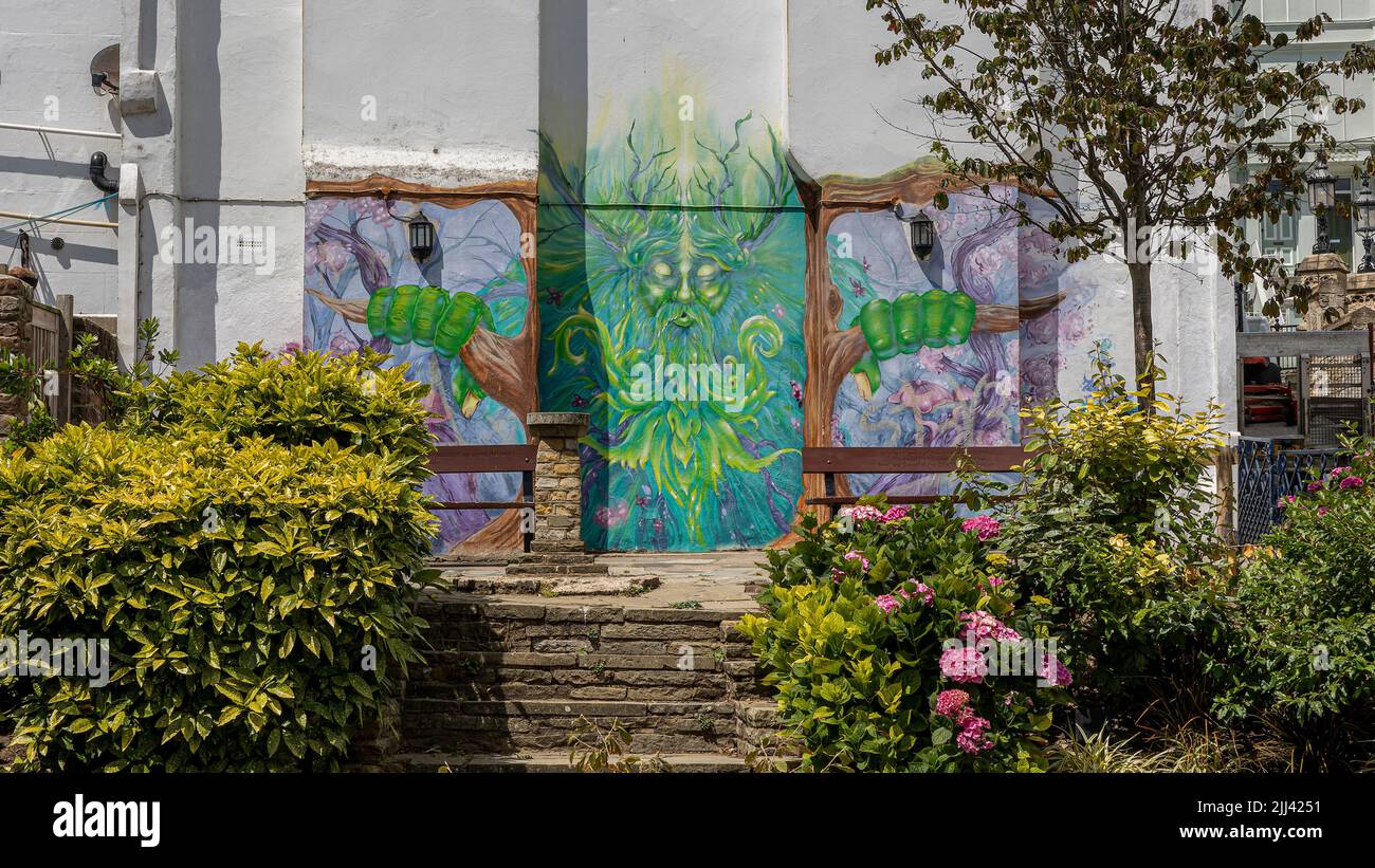 Jack in the Green mural, Swan Terrace garden, Old Town, Hastings Stock ...