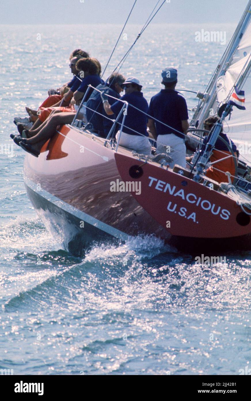 AJAXNETPHOTO. 1975. SOLENT, ENGLAND. - ADMIRAL'S CUP - TED TURNER AT ...