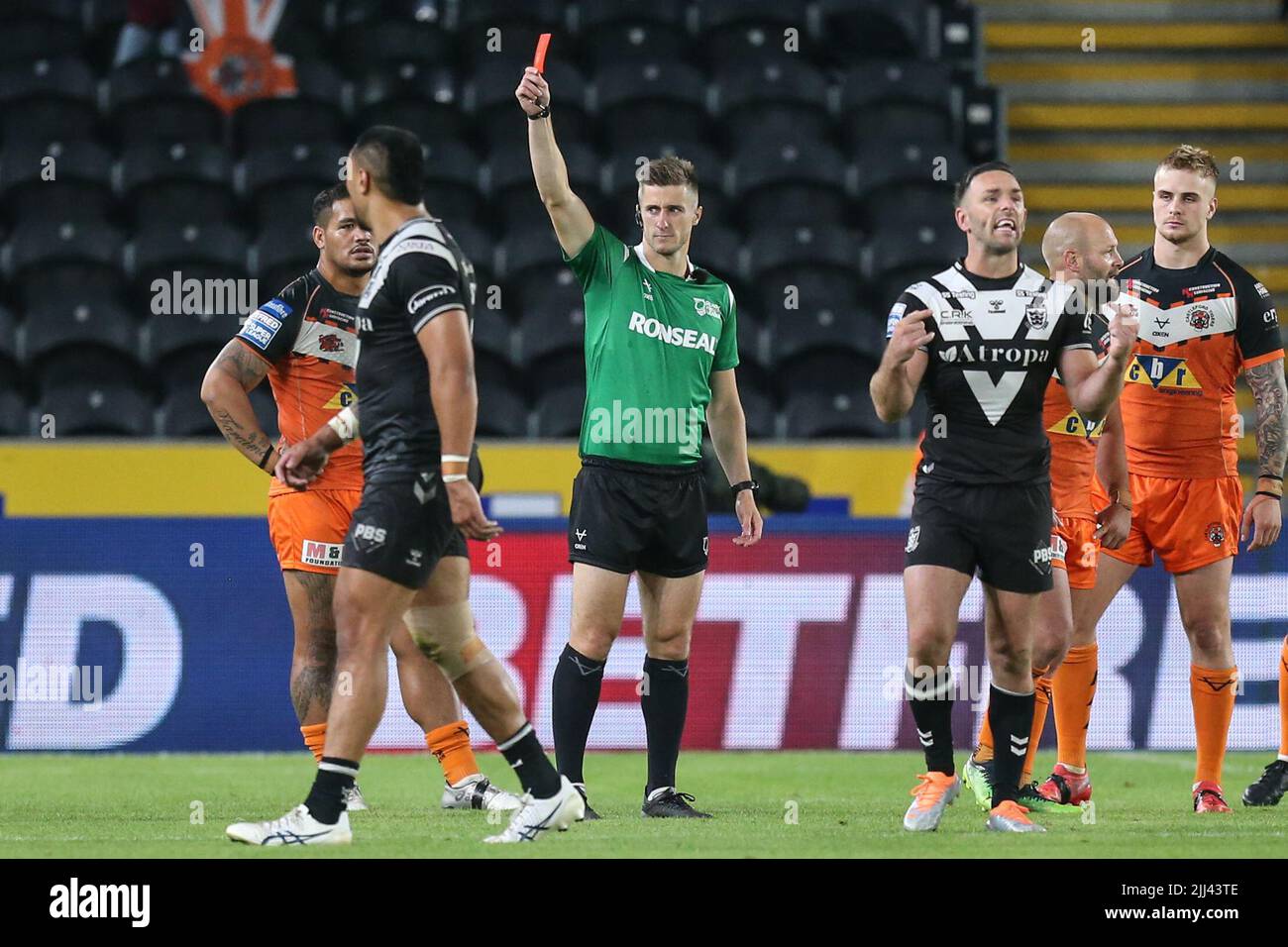 Ligi Sao #8 of Hull FC looks towards referee Chris Kendall as he is ... Ligi Sao #8 of Hull FC looks towards referee Chris Kendall as he is ...