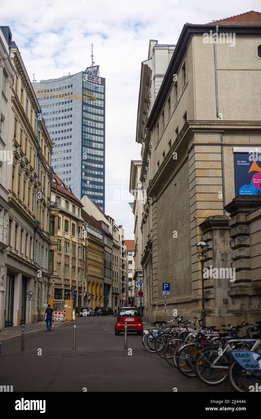 Leipzig, Germany - June 25, 2022: Cityscape or street view of the Saxon ...
