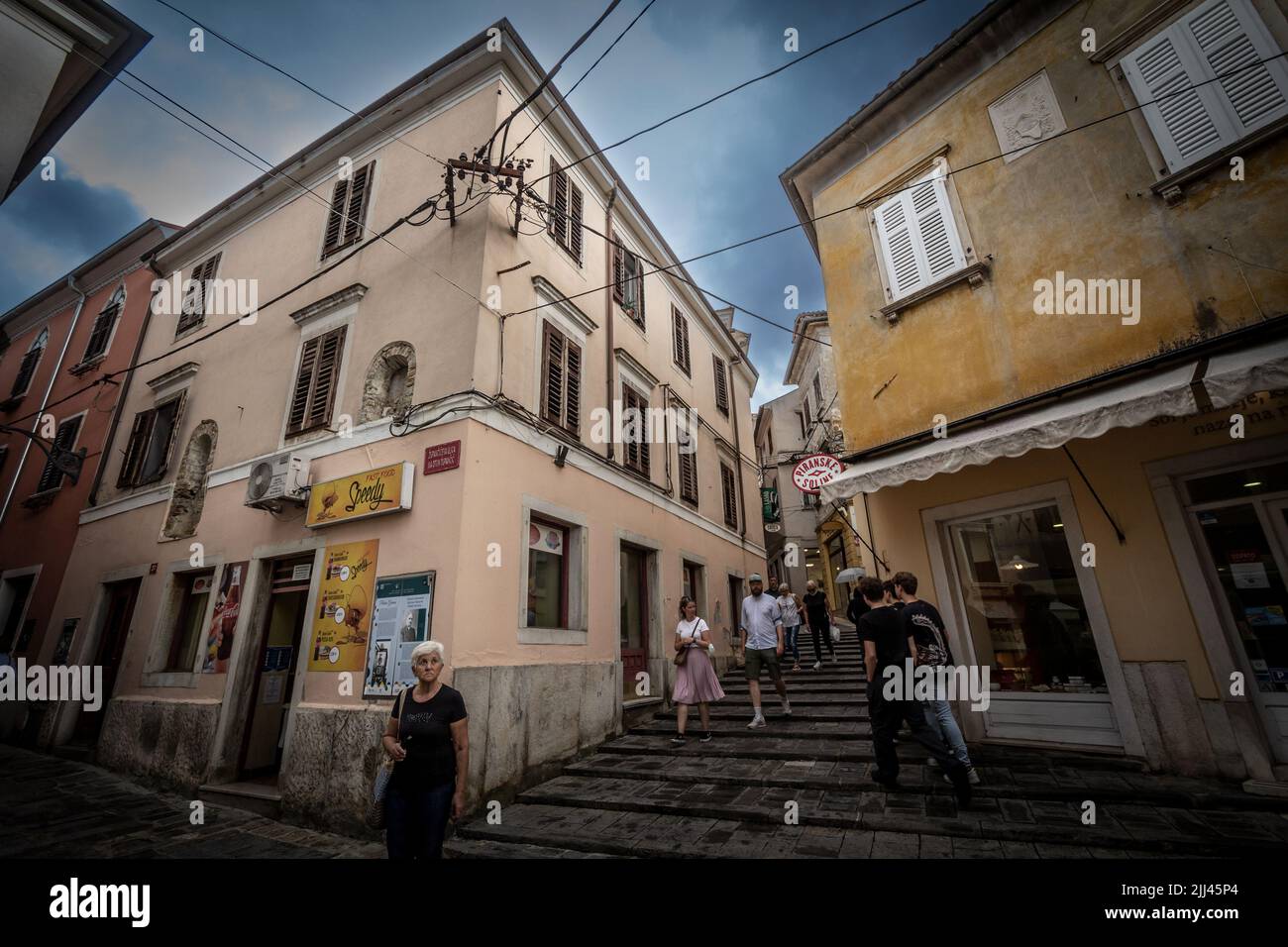 Picture of a narrow medieval street of the historical center of Koper ...