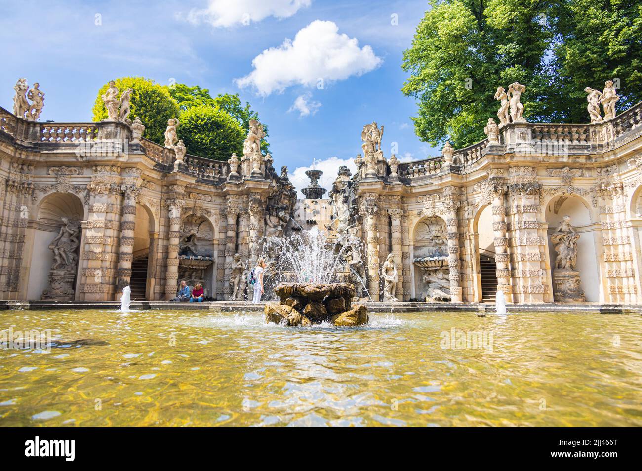 Dresden, Germany - June 28, 2022: Fountain in the Dresden Zwinger ...