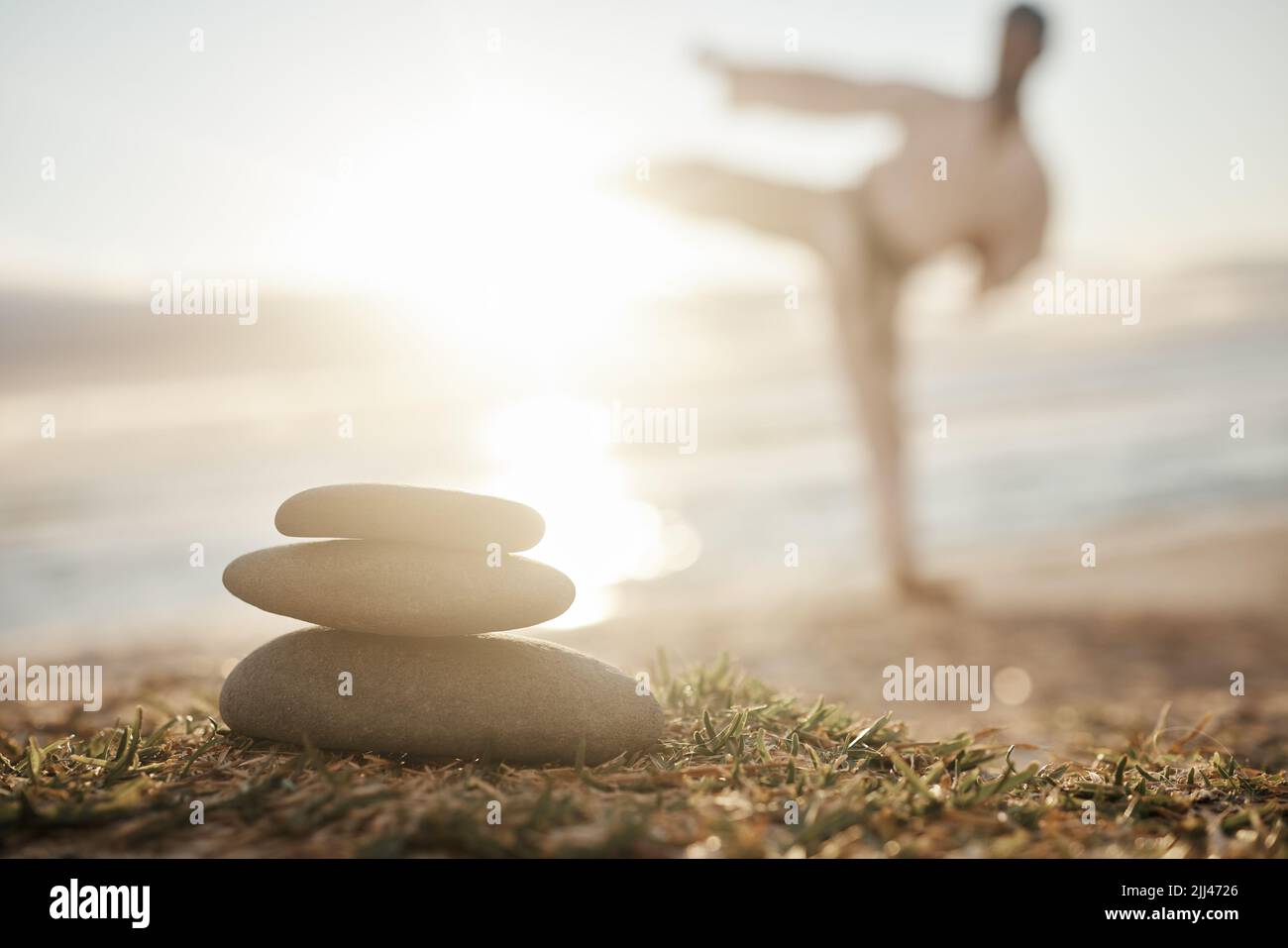 In balance there is harmony. Closeup shot of a stack of stones on the ...