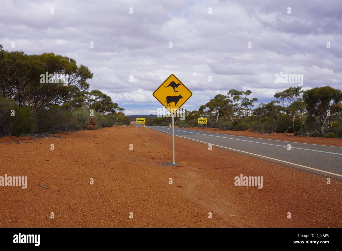 Kangaroo, Cattle and Road Trains Traffic Signs on the Goldfields ...