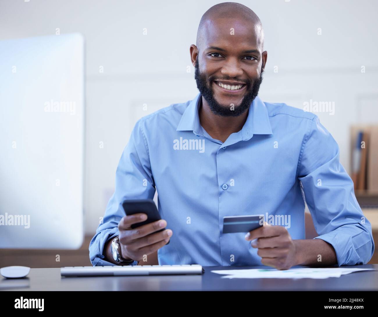 Portrait african businessman using credit hi-res stock photography and ...