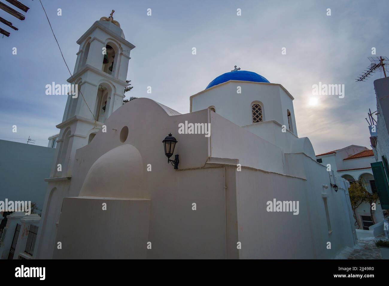 Narrow Cobbled Streets in Tinos island with traditional architectural ...