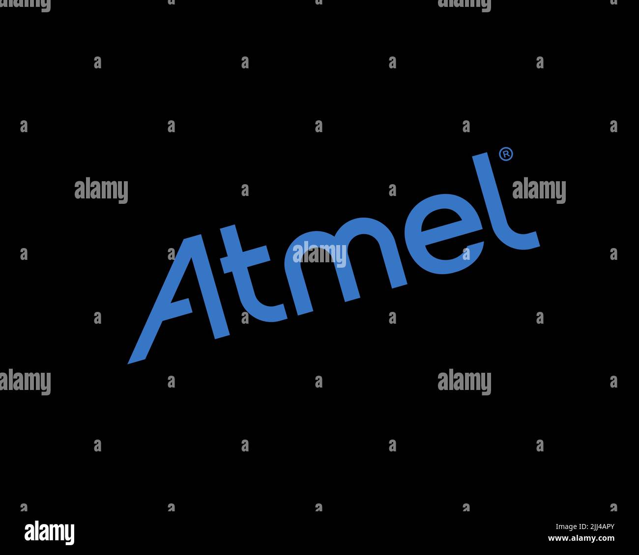 Atmel, rotated logo, black background Stock Photo - Alamy