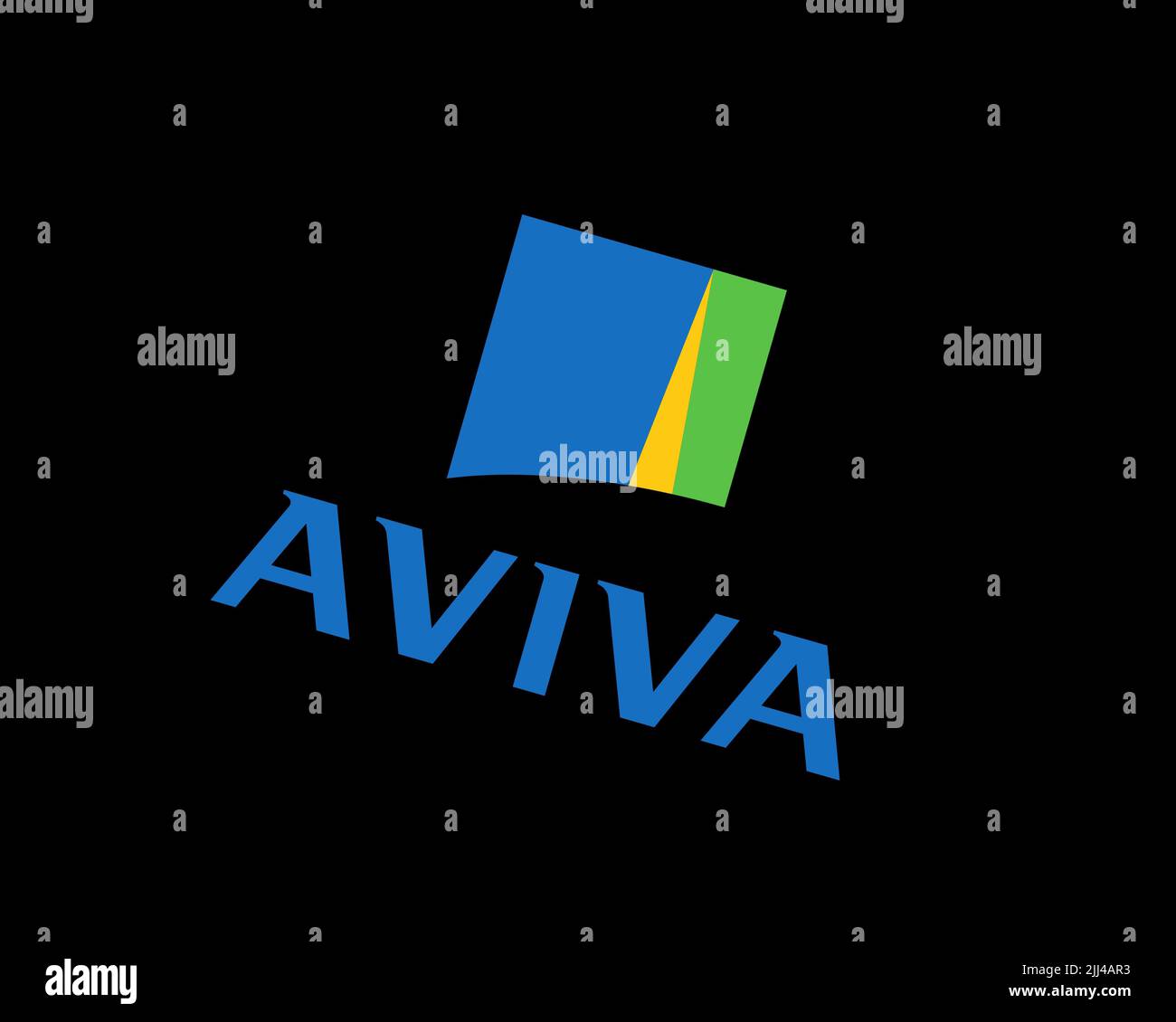 Aviva, rotated logo, black background B Stock Photo - Alamy