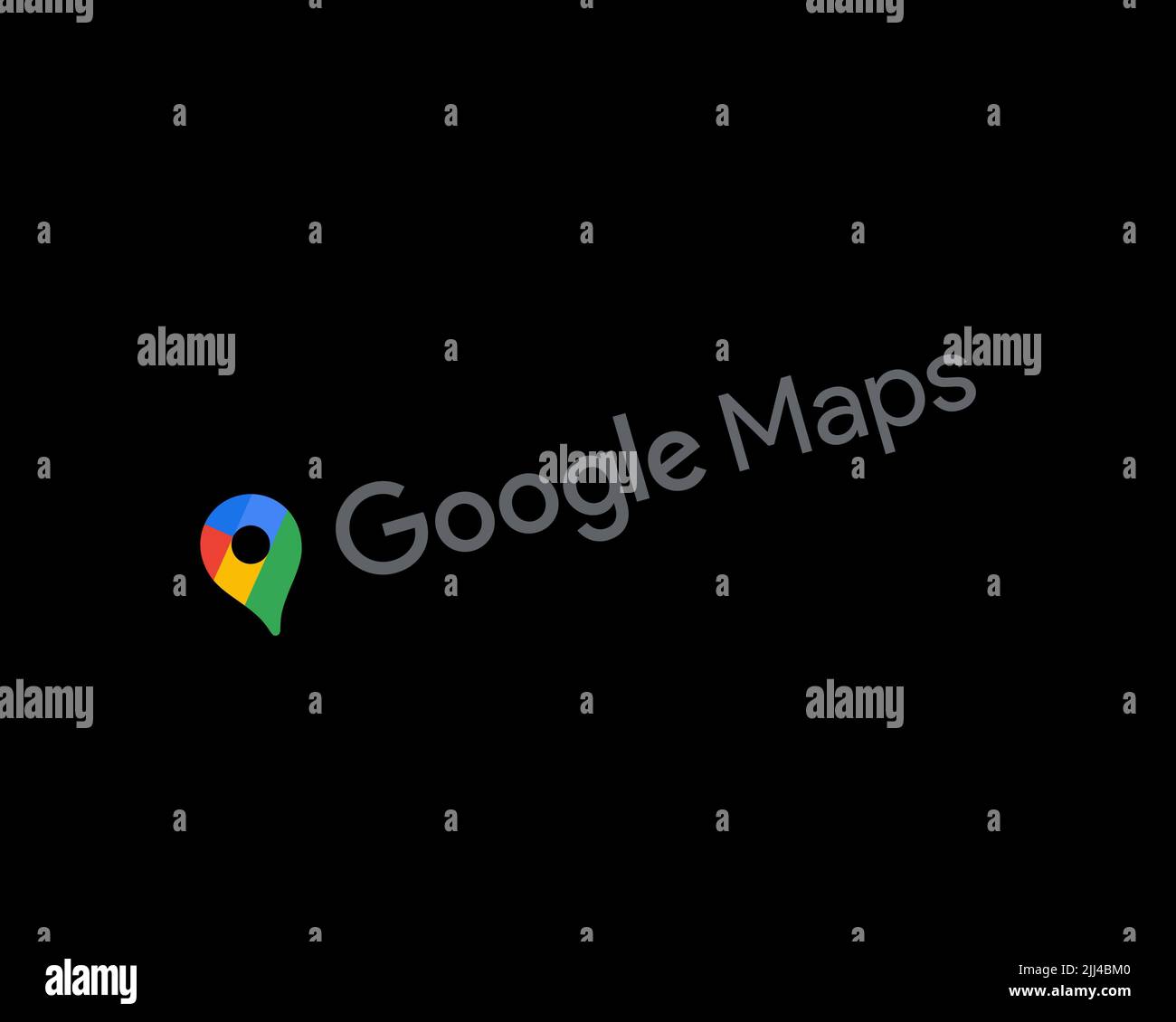Google Maps, rotated logo, black background Stock Photo - Alamy