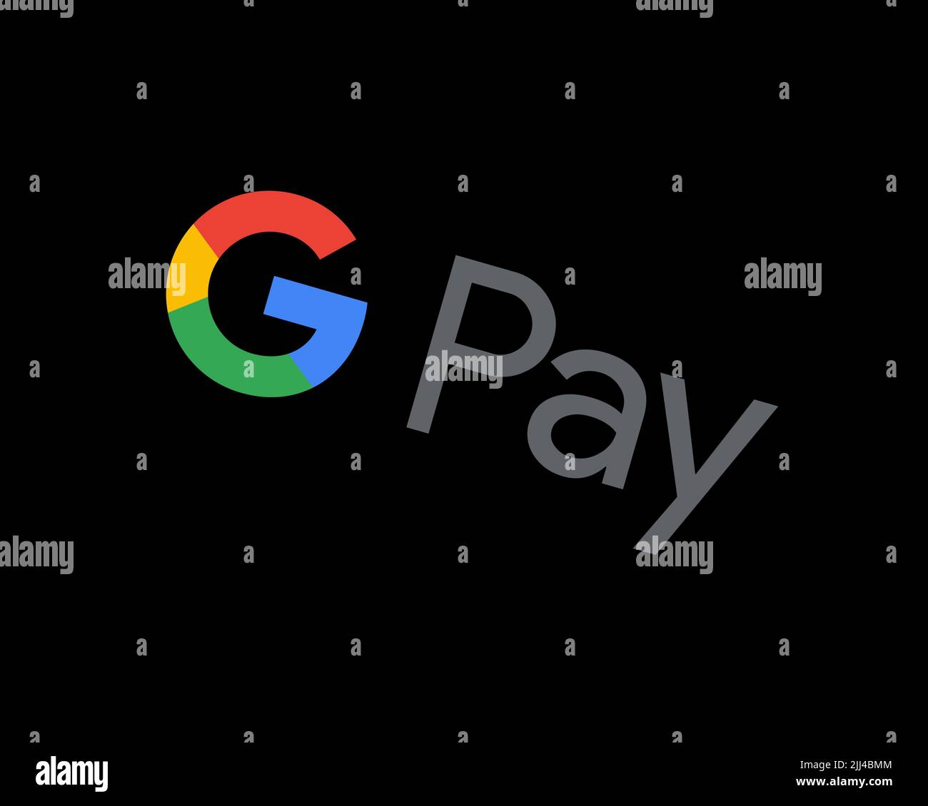 Google Pay, rotated logo, black background B Stock Photo - Alamy