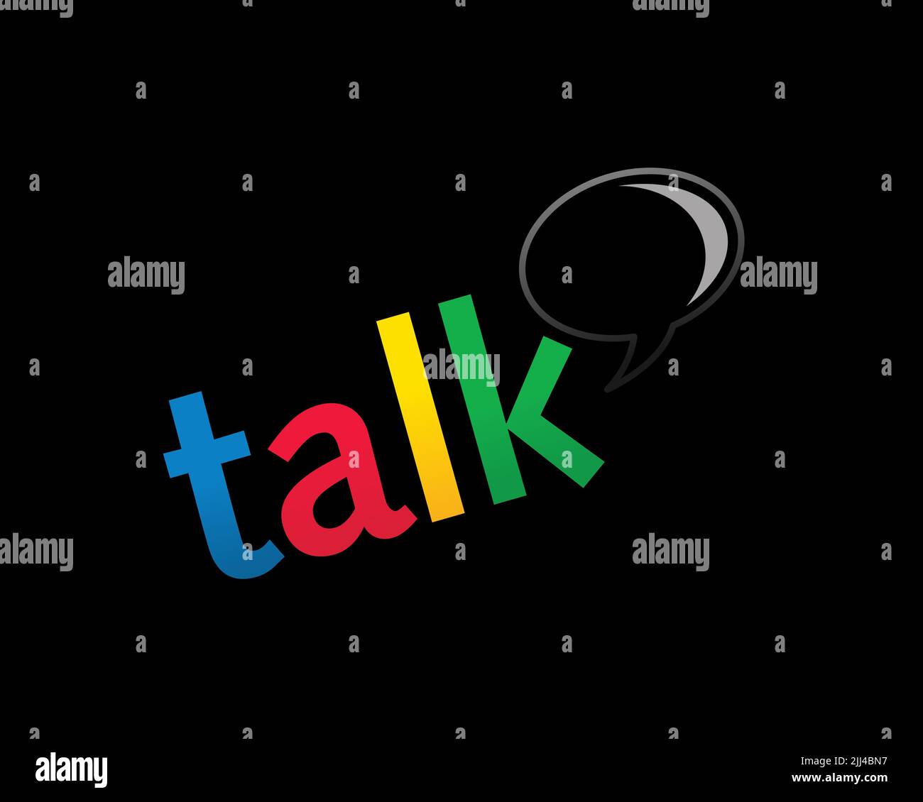 Google Talk, rotated logo, black background Stock Photo - Alamy