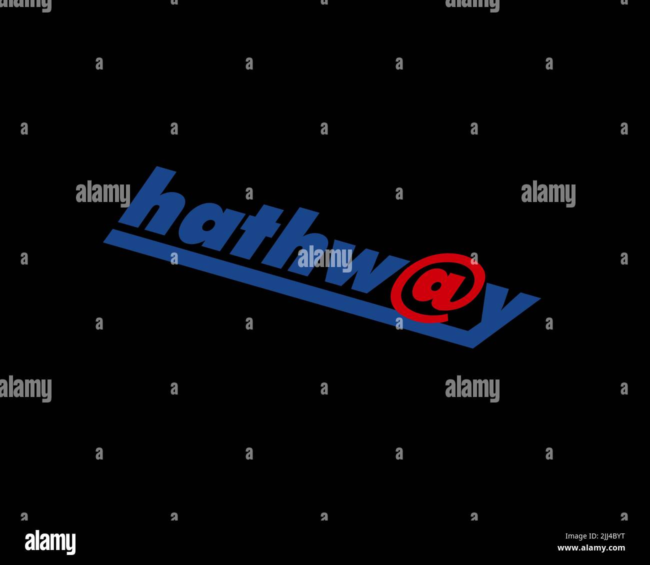 Hathway, rotated logo, black background B Stock Photo - Alamy