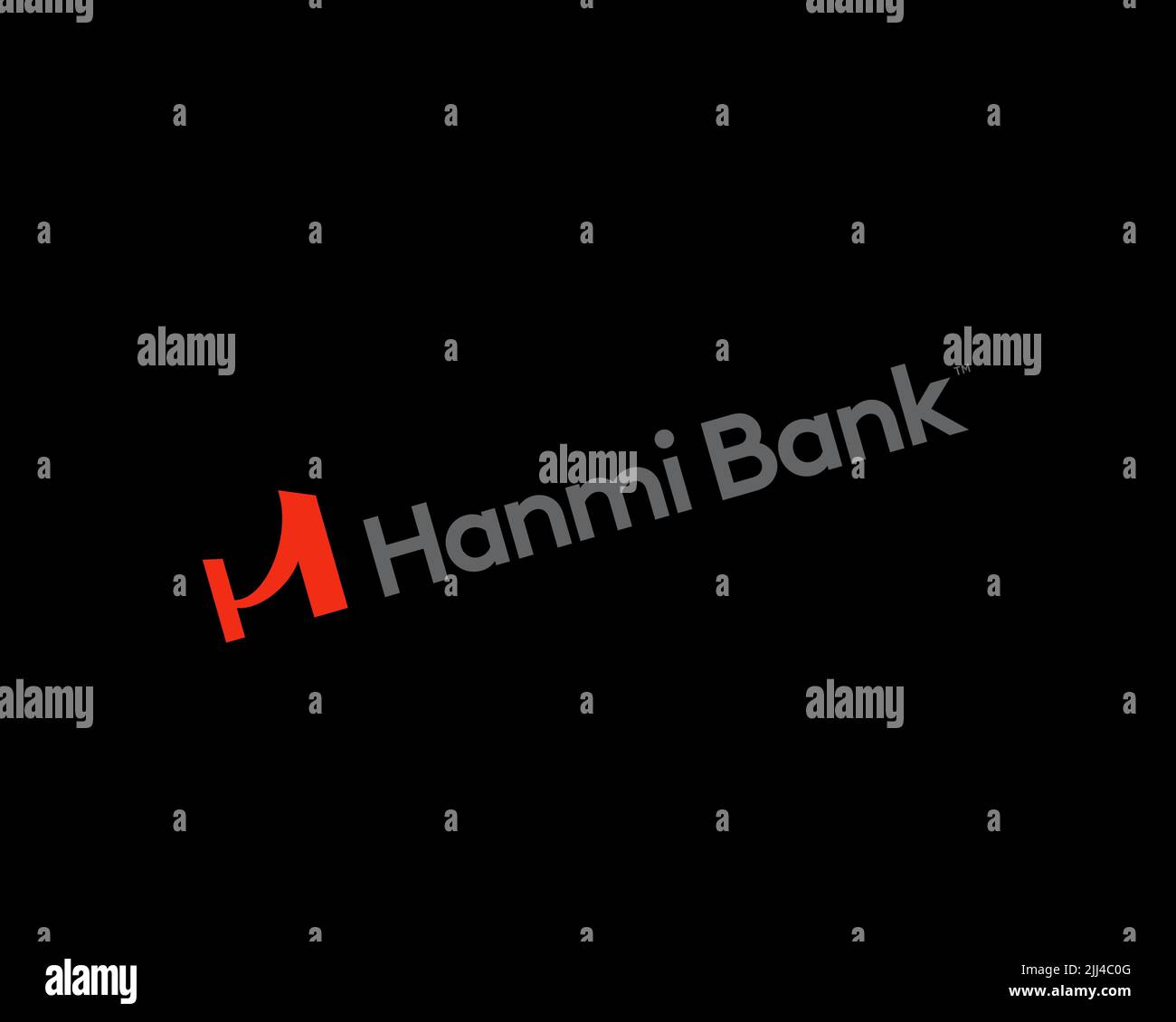 Hanmi Bank, rotated logo, black background Stock Photo - Alamy