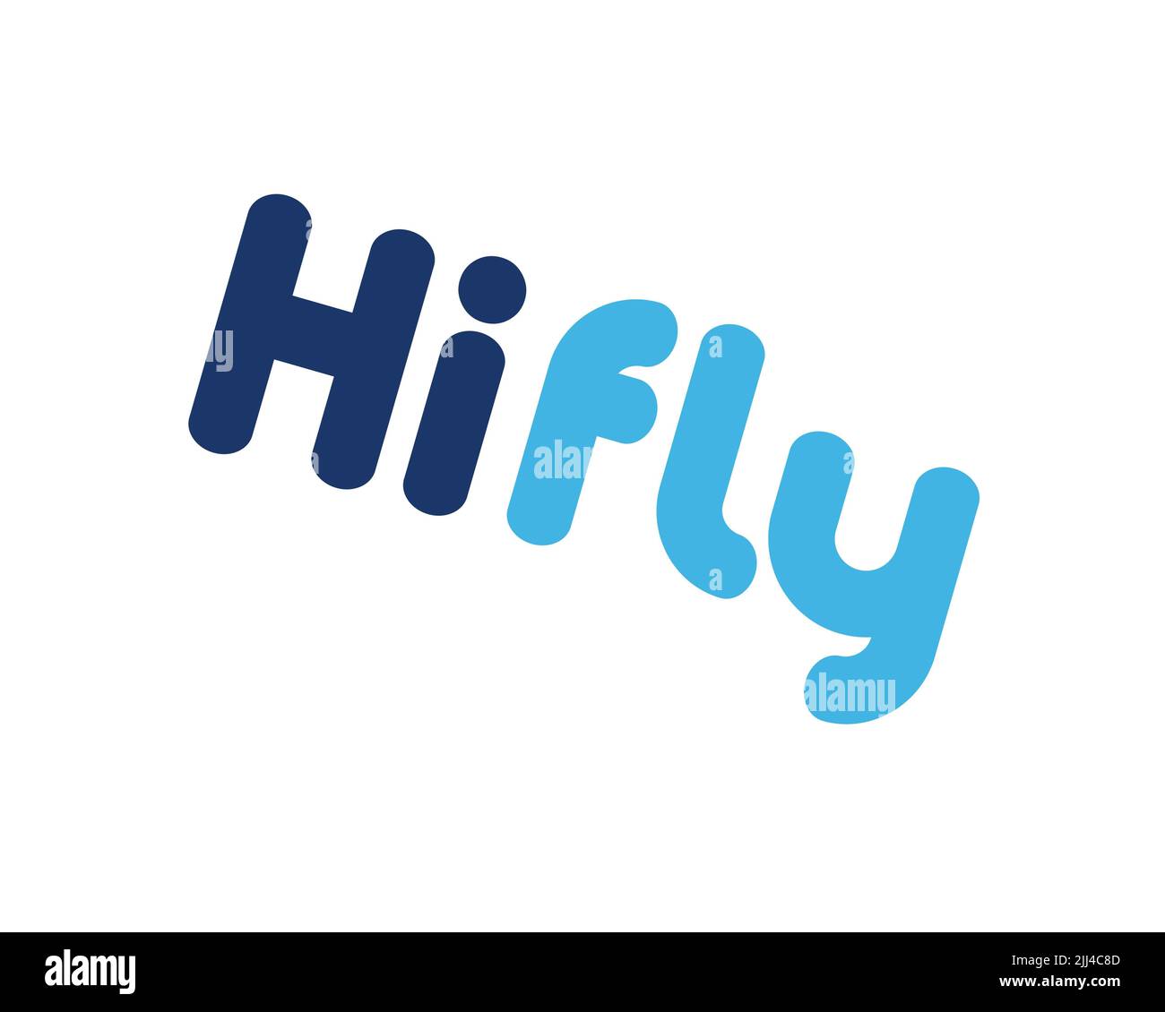 Hi Fly airline, rotated logo, white background B Stock Photo - Alamy