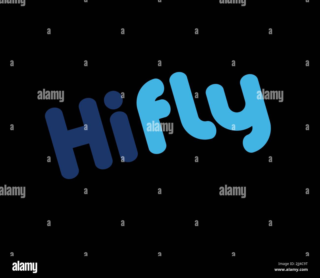 Hi Fly Malta, rotated logo, black background Stock Photo - Alamy
