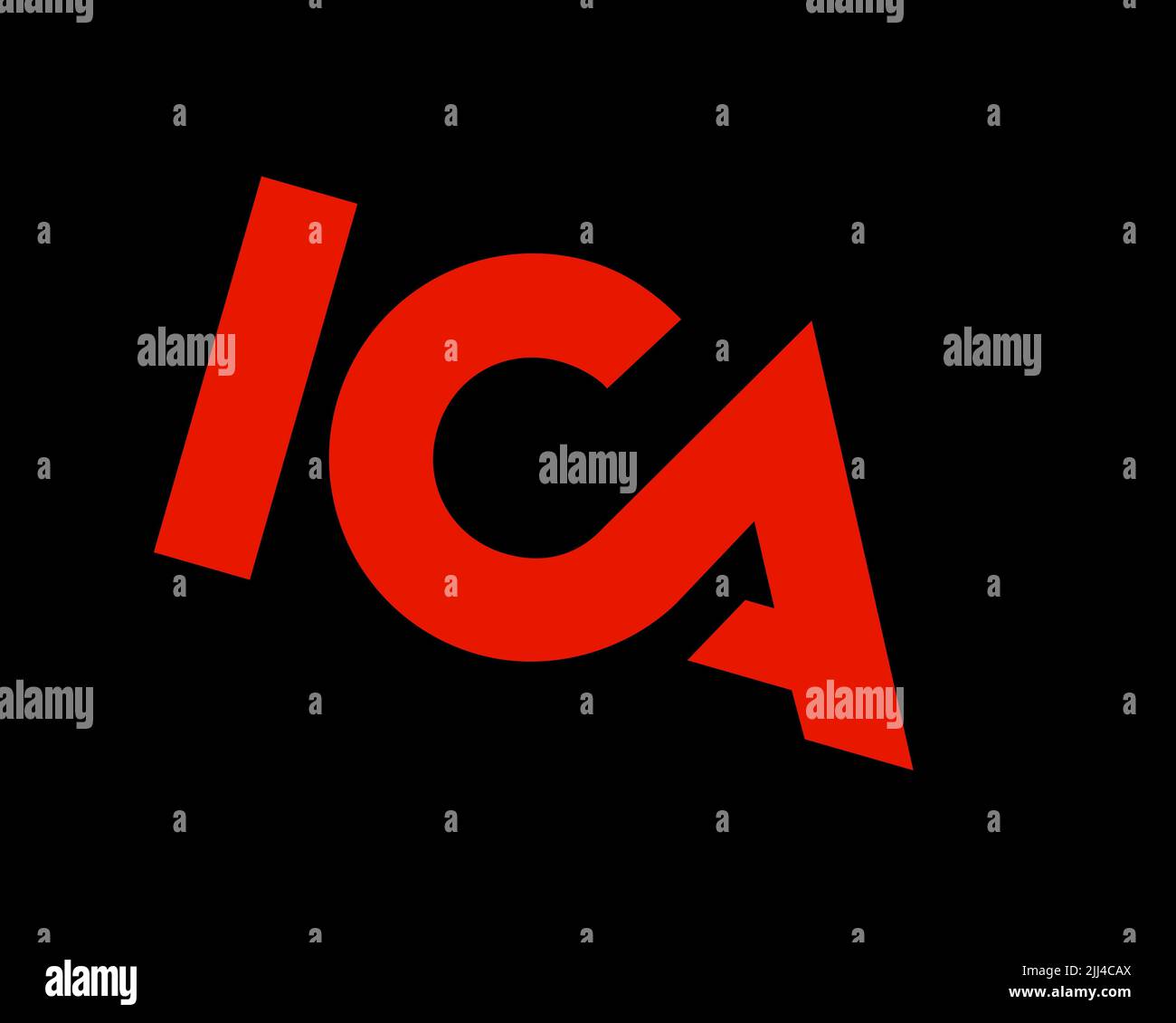 ICA groups, rotated logo, black background B Stock Photo - Alamy