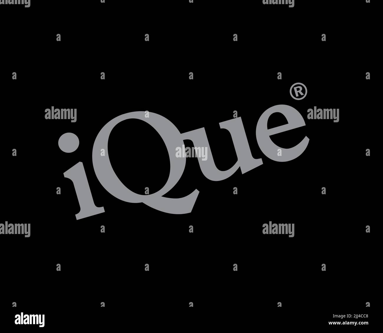 IQue, rotated logo, black background Stock Photo - Alamy