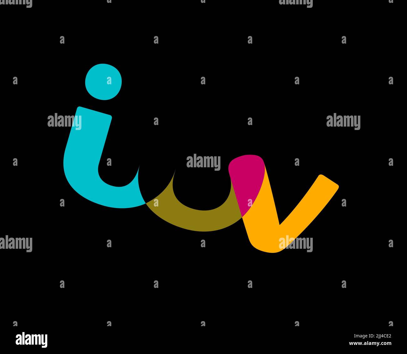 ITV plc, rotated logo, black background B Stock Photo - Alamy