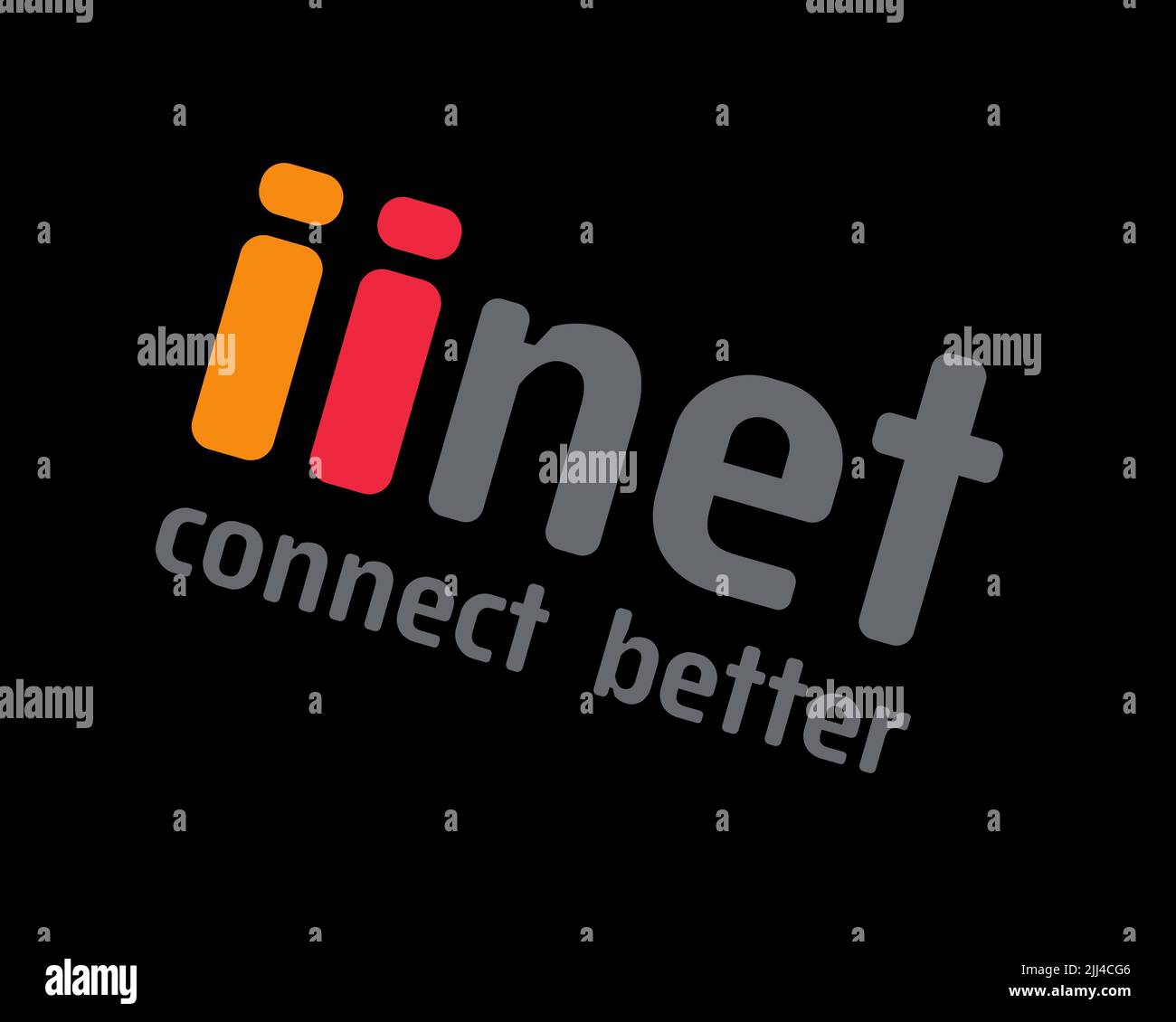 IiNet, rotated logo, black background B Stock Photo - Alamy