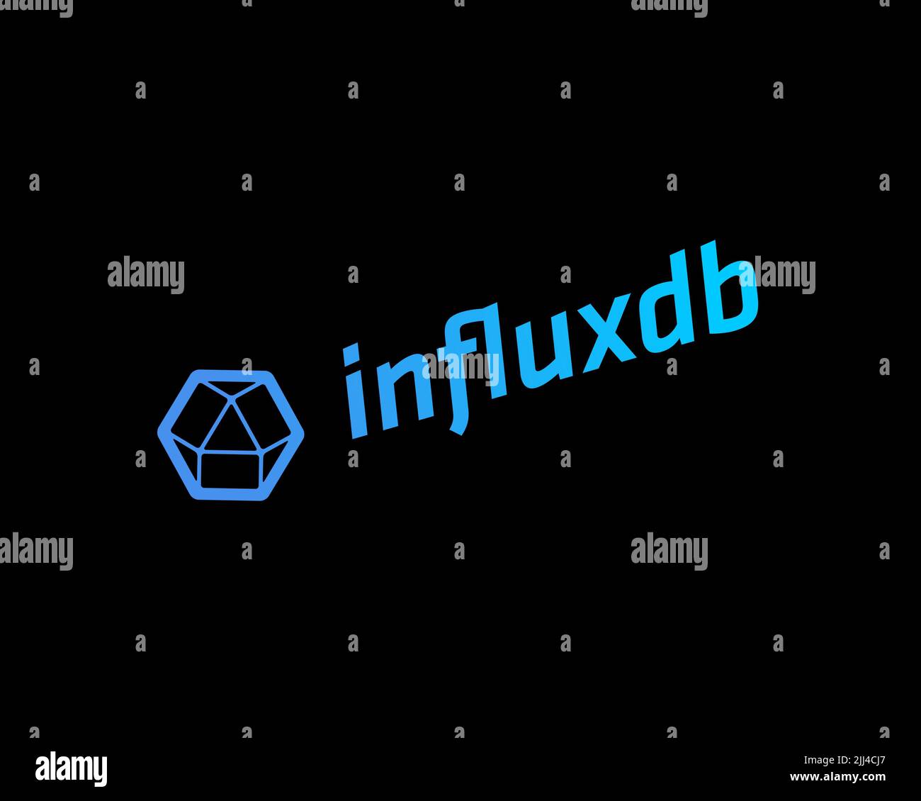 InfluxDB, rotated logo, black background Stock Photo - Alamy
