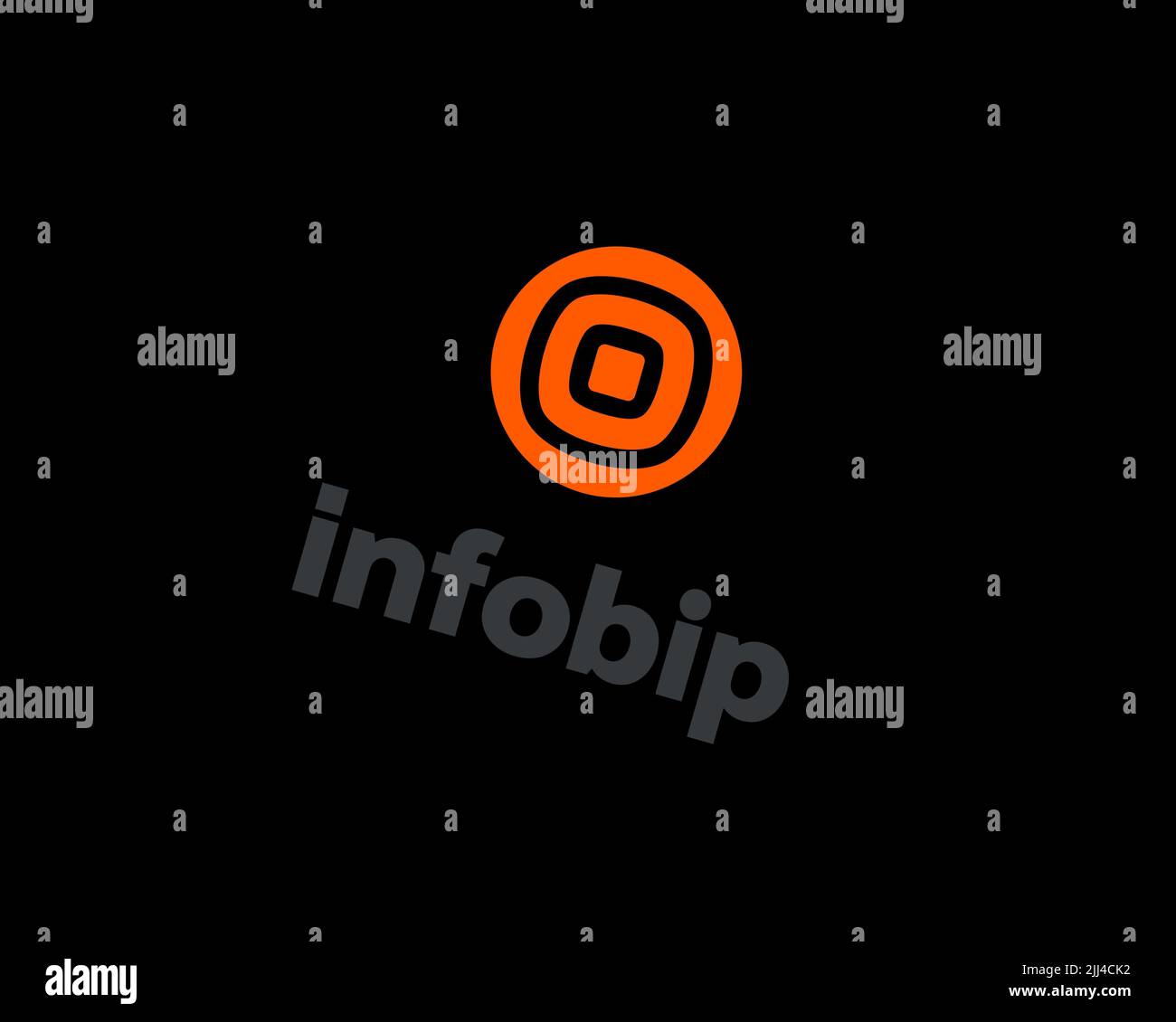 Infobip, rotated logo, black background B Stock Photo - Alamy