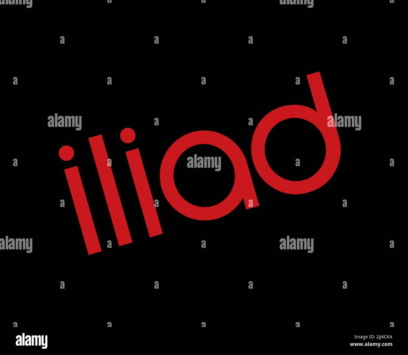 Iliad SA, rotated logo, black background Stock Photo - Alamy