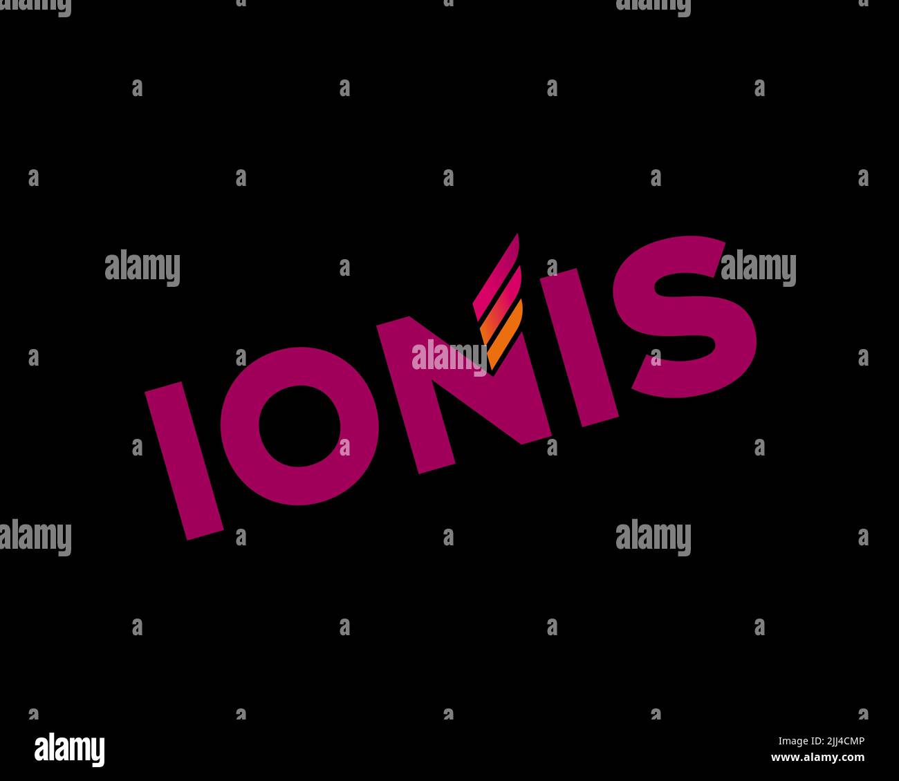Ionis Pharmaceuticals, rotated logo, black background Stock Photo - Alamy