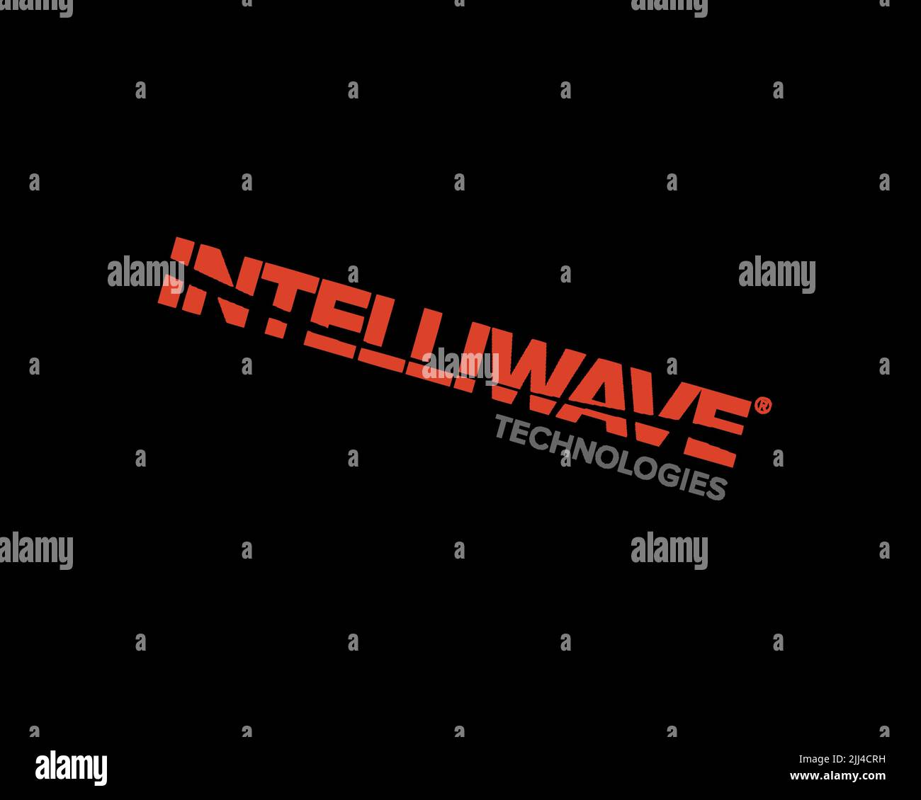 Intelliwave Technologies, rotated logo, black background B Stock Photo ...