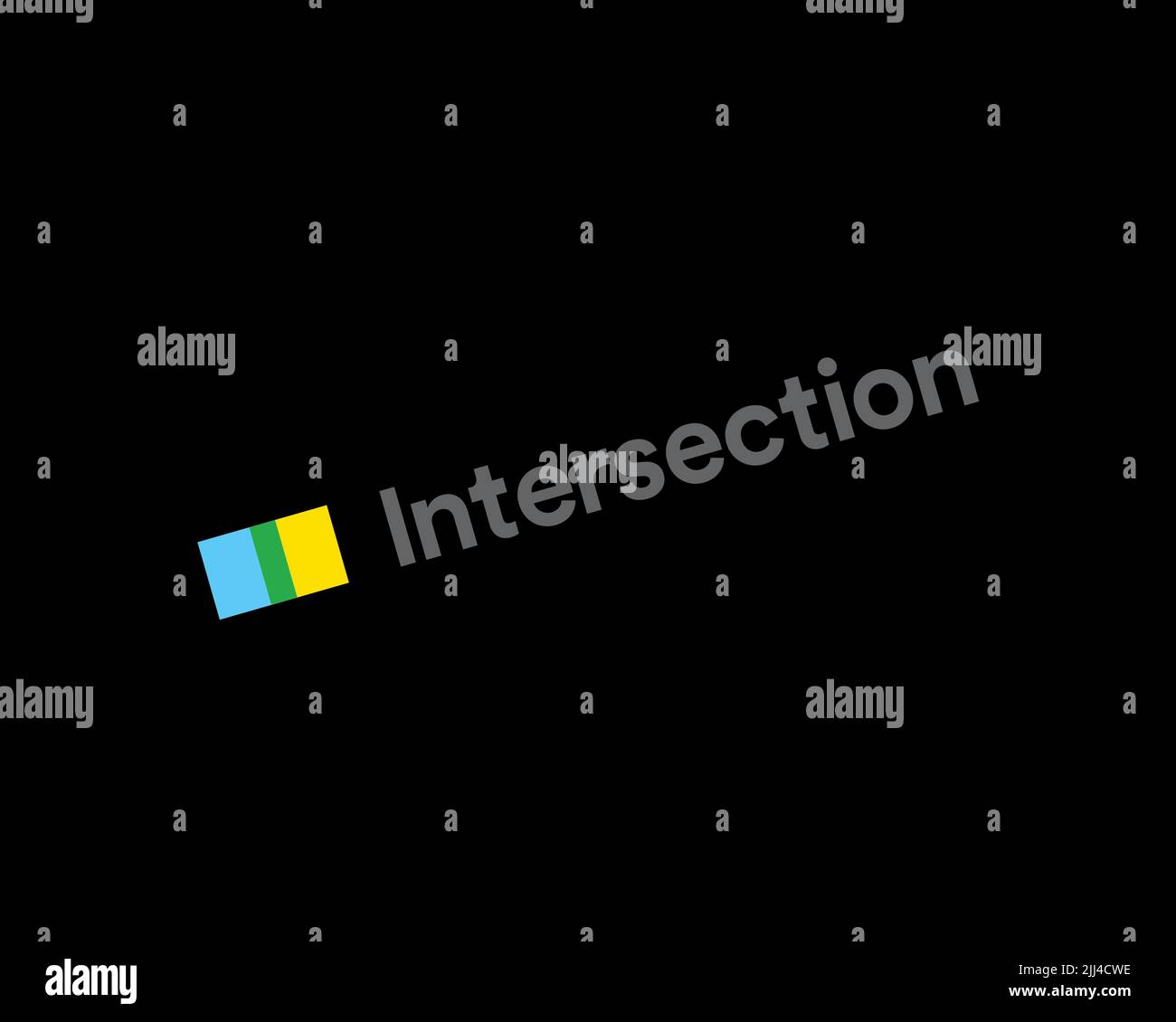 Intersection company, rotated logo, black background Stock Photo - Alamy