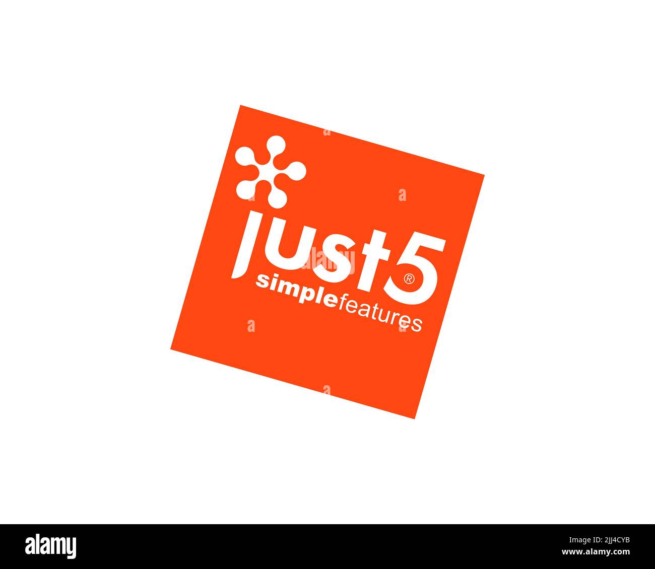 Just5, rotated logo, white background B Stock Photo - Alamy