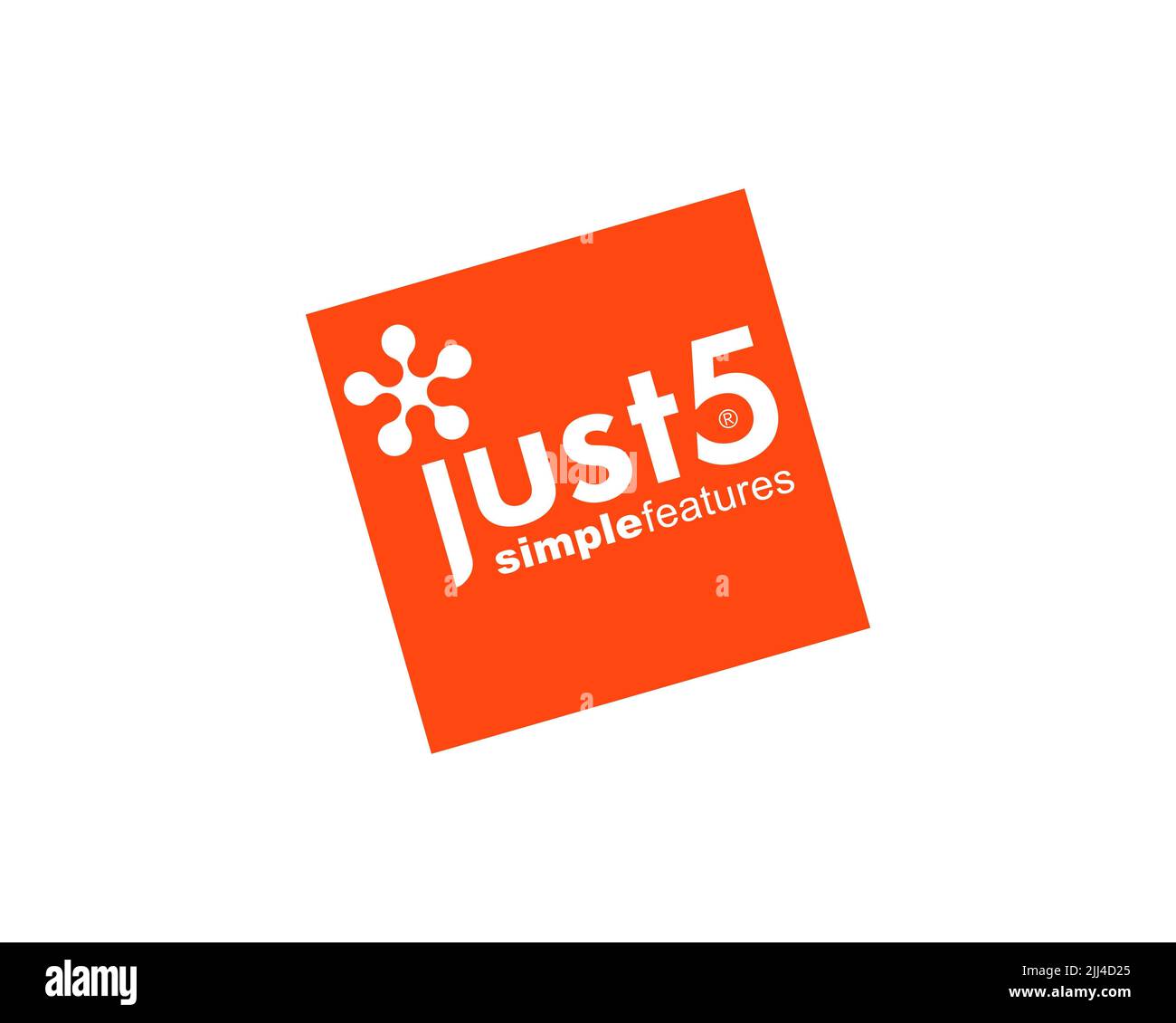 Just5, rotated logo, white background Stock Photo - Alamy
