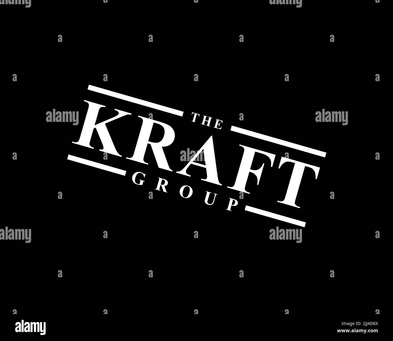 Kraft Group, rotated logo, black background B Stock Photo - Alamy