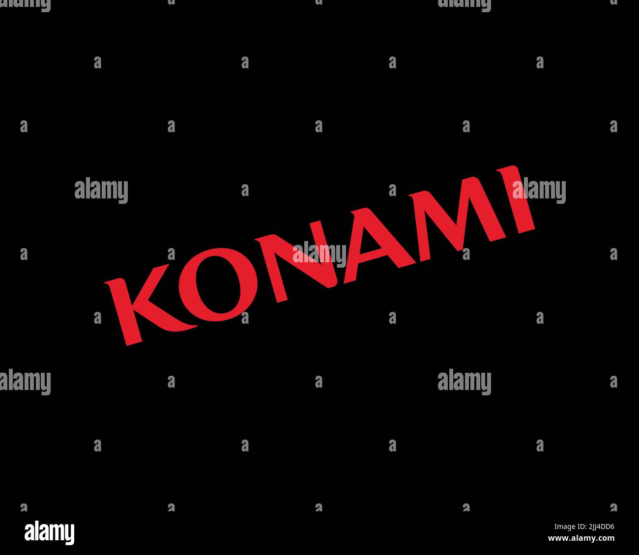 Konami, rotated logo, black background Stock Photo - Alamy