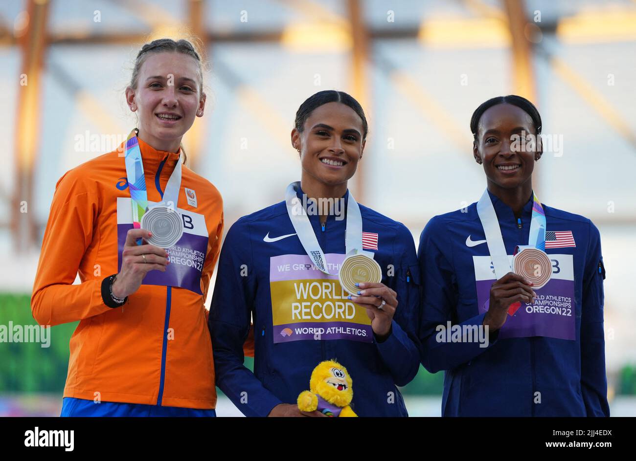 Femke bol of the netherlands during the podium ceremony after hi-res ...