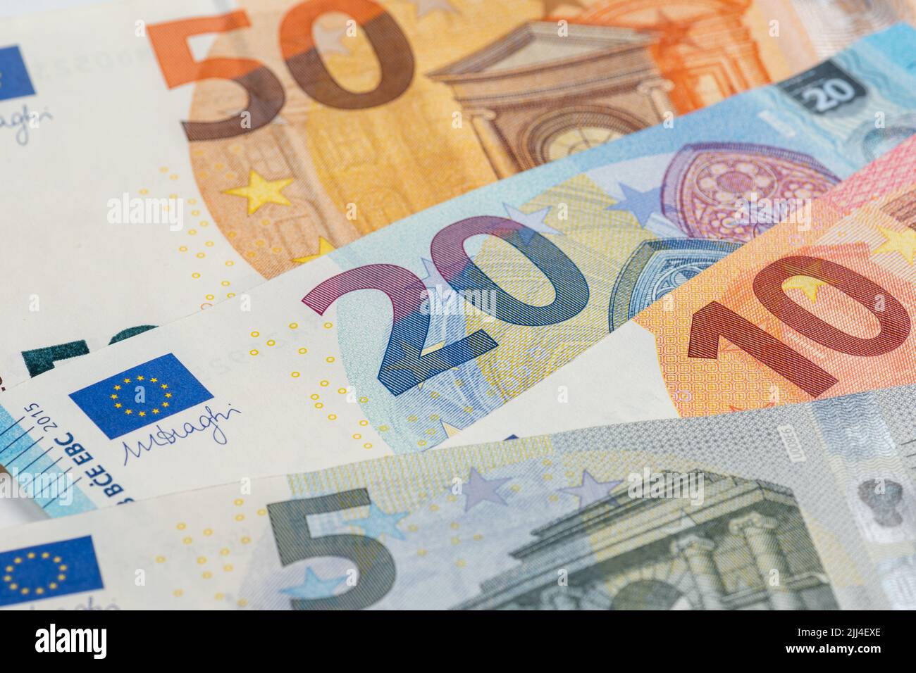 5, 10, 20, 50 euro banknotes. Money on white background Stock Photo - Alamy