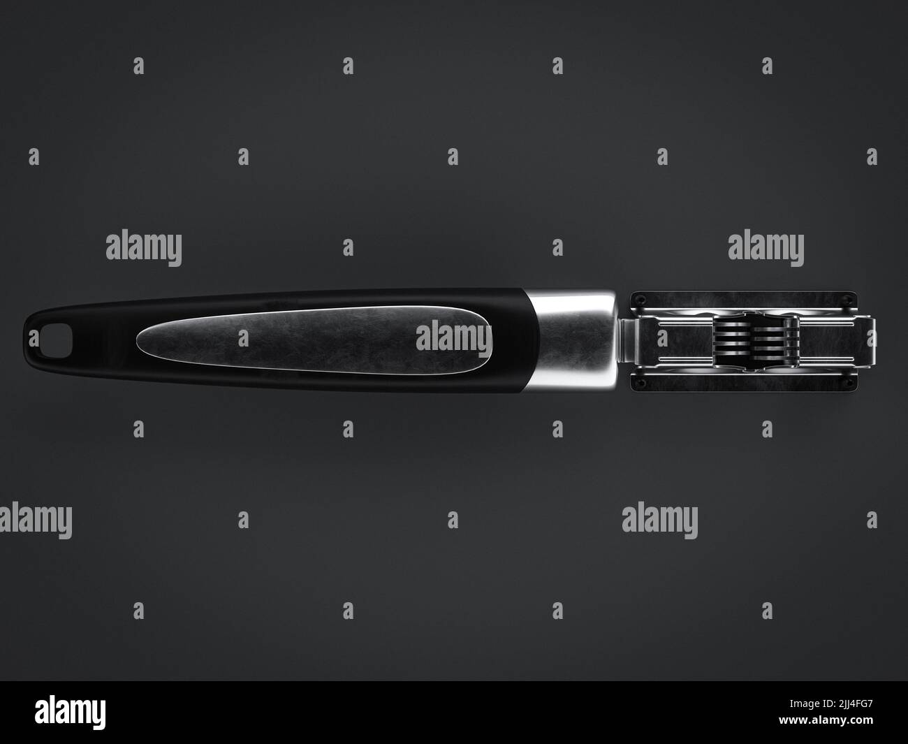 3d rendering of a kitchen knife sharpener with metallic stainless steal ...