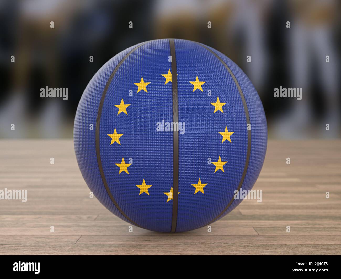 Basketball ball EU flag on a wooden floor. 3d illustration Stock Photo ...