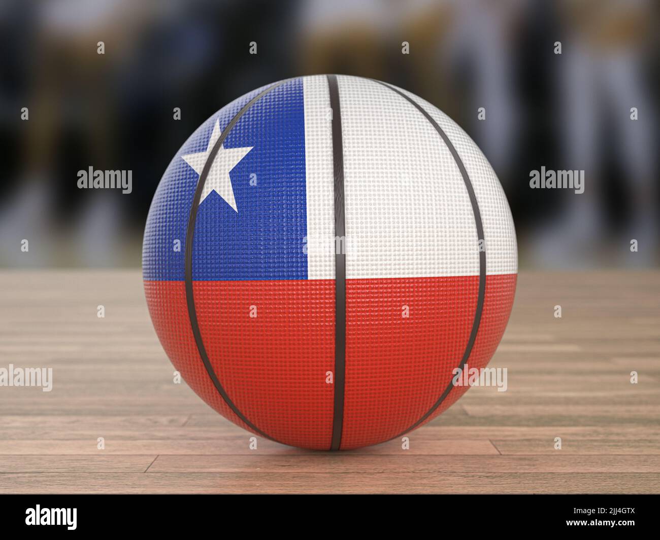 Basketball ball Chile flag on a wooden floor. 3d illustration Stock ...