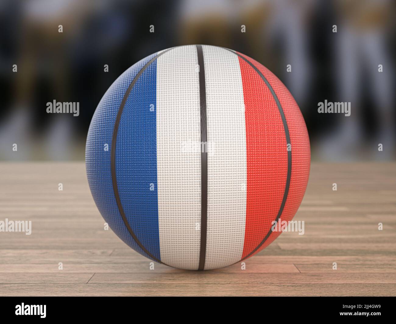 Basketball ball France flag on a wooden floor. 3d illustration Stock ...