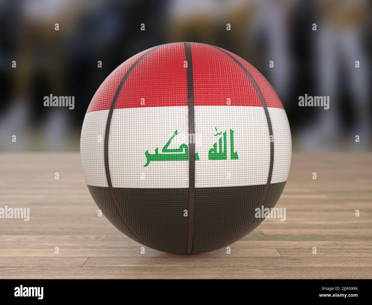 Basketball ball Iraq flag on a wooden floor. 3d illustration Stock ...
