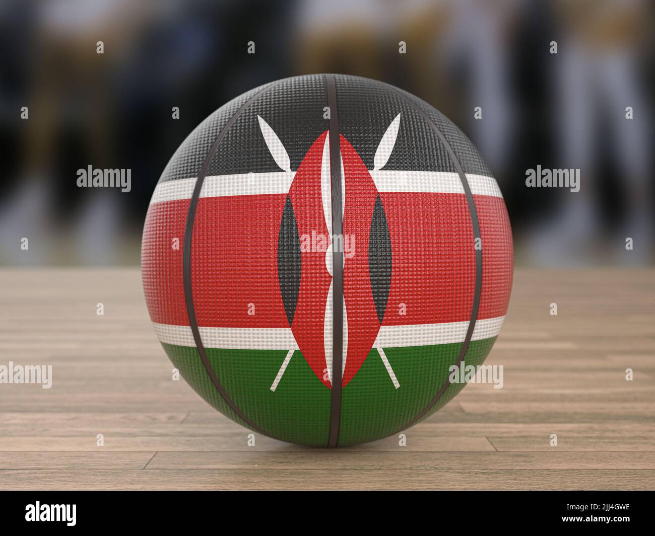 Basketball ball Kenya flag on a wooden floor. 3d illustration Stock ...