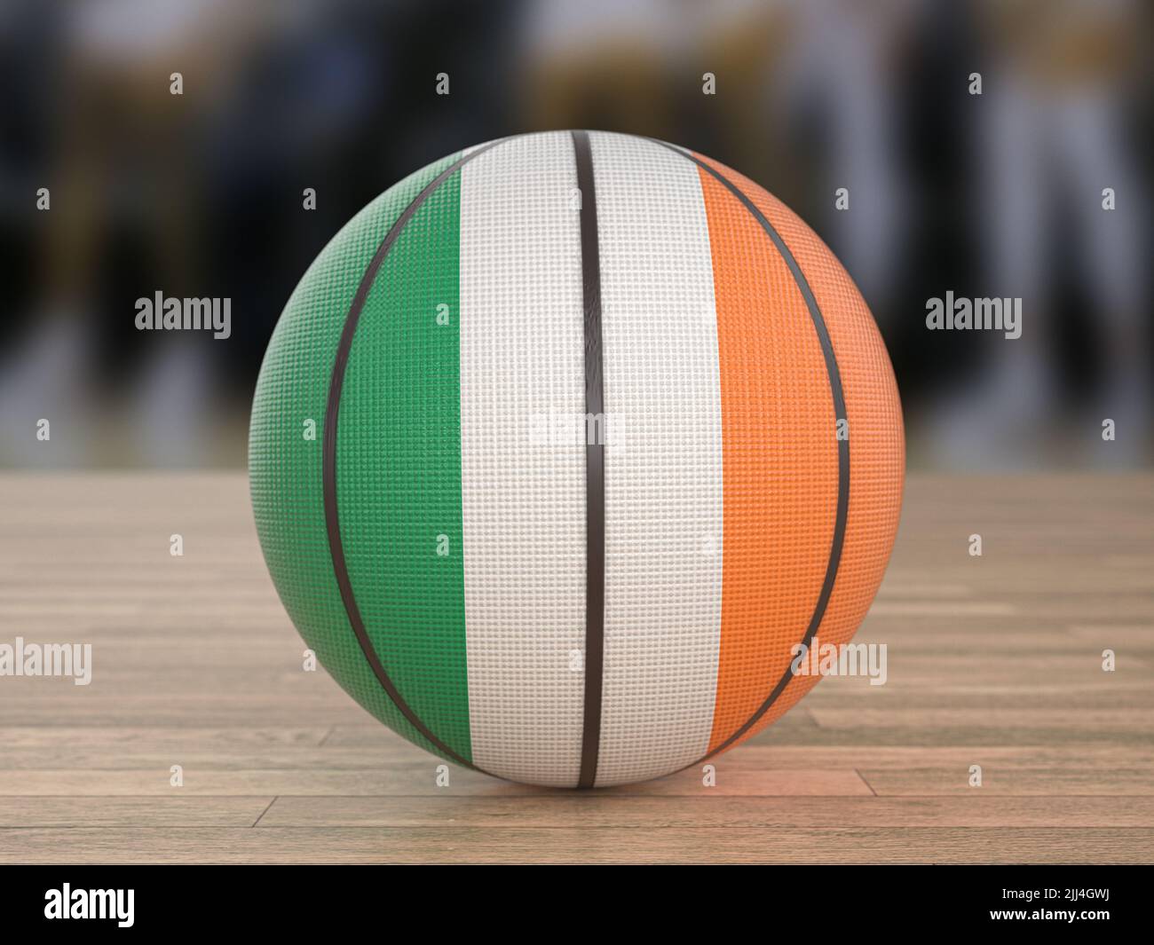 Basketball ball Ireland flag on a wooden floor. 3d illustration Stock ...