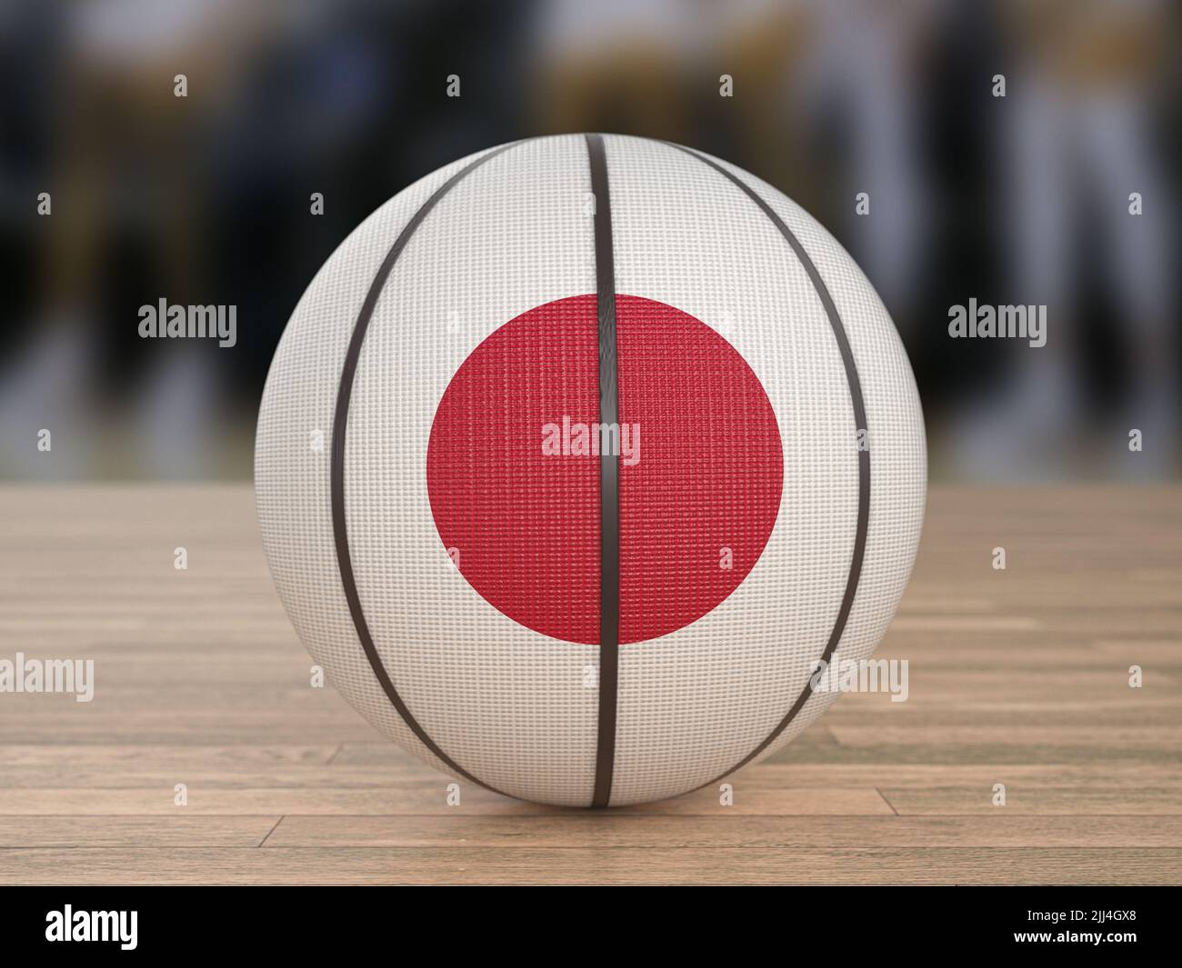 Basketball ball Japan flag on a wooden floor. 3d illustration Stock ...