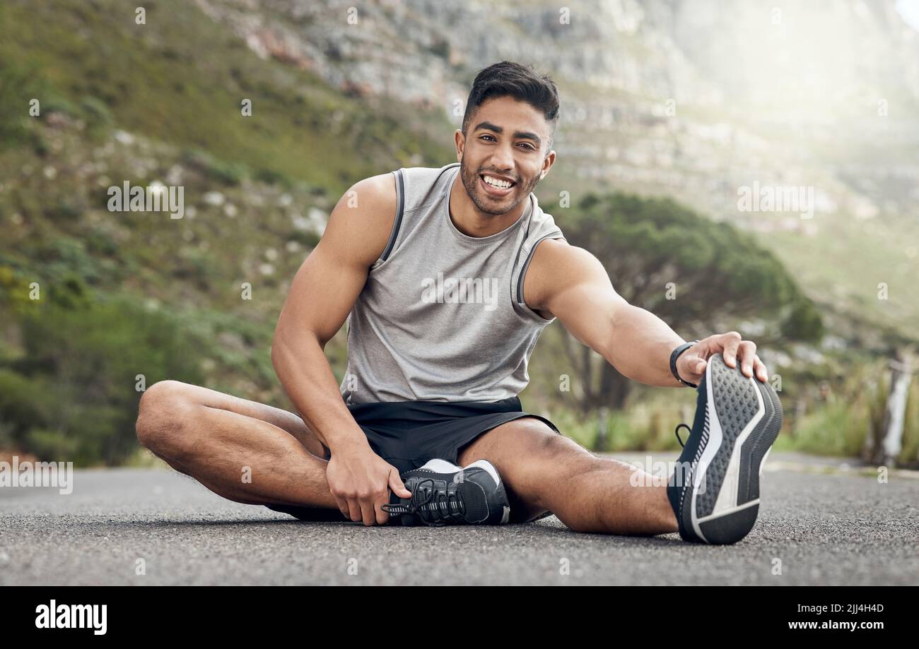 I can feel the difference after stretching. an athletic young man ...