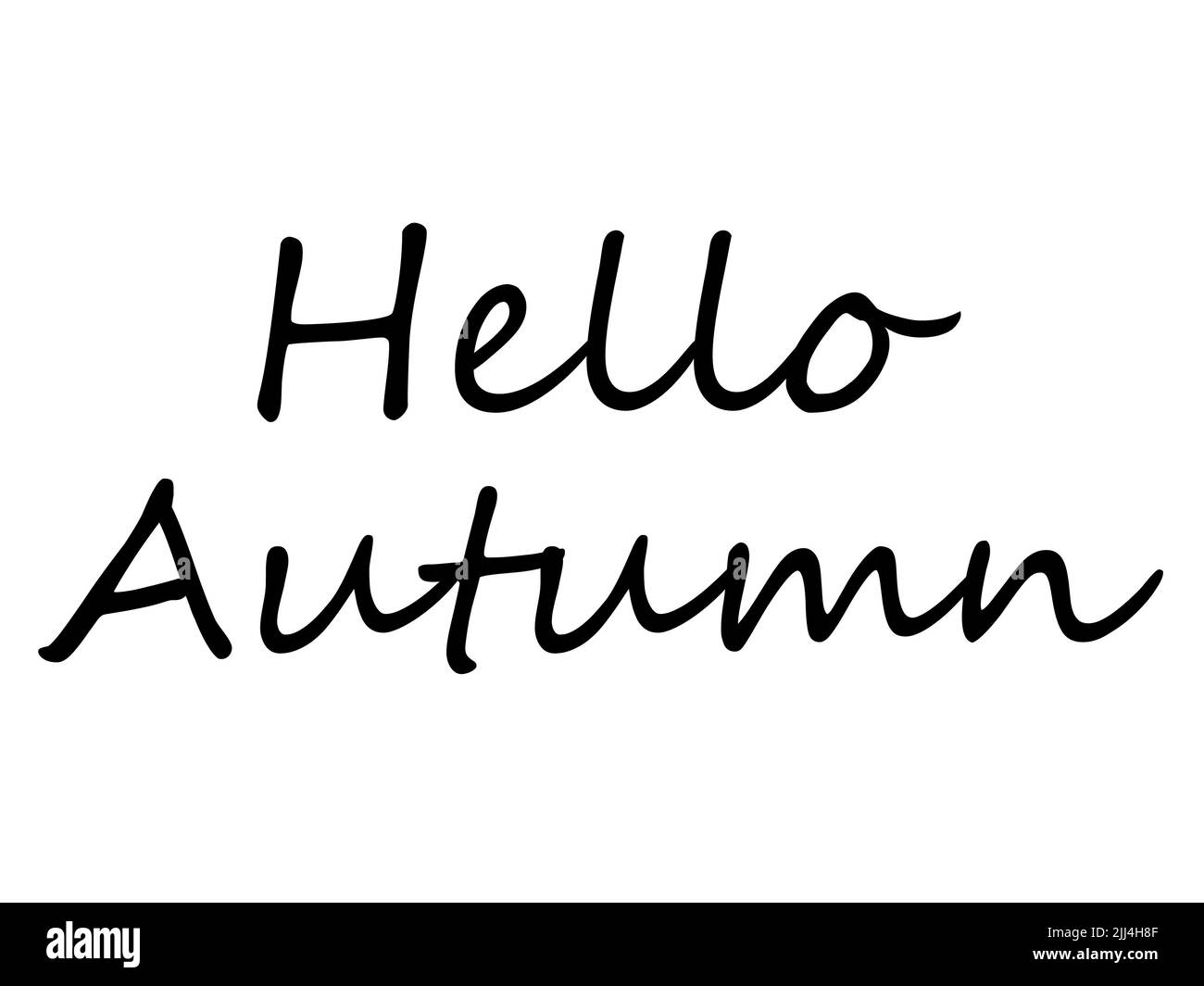 Hello Autumn text with black letters. Isolated on white Stock Photo - Alamy