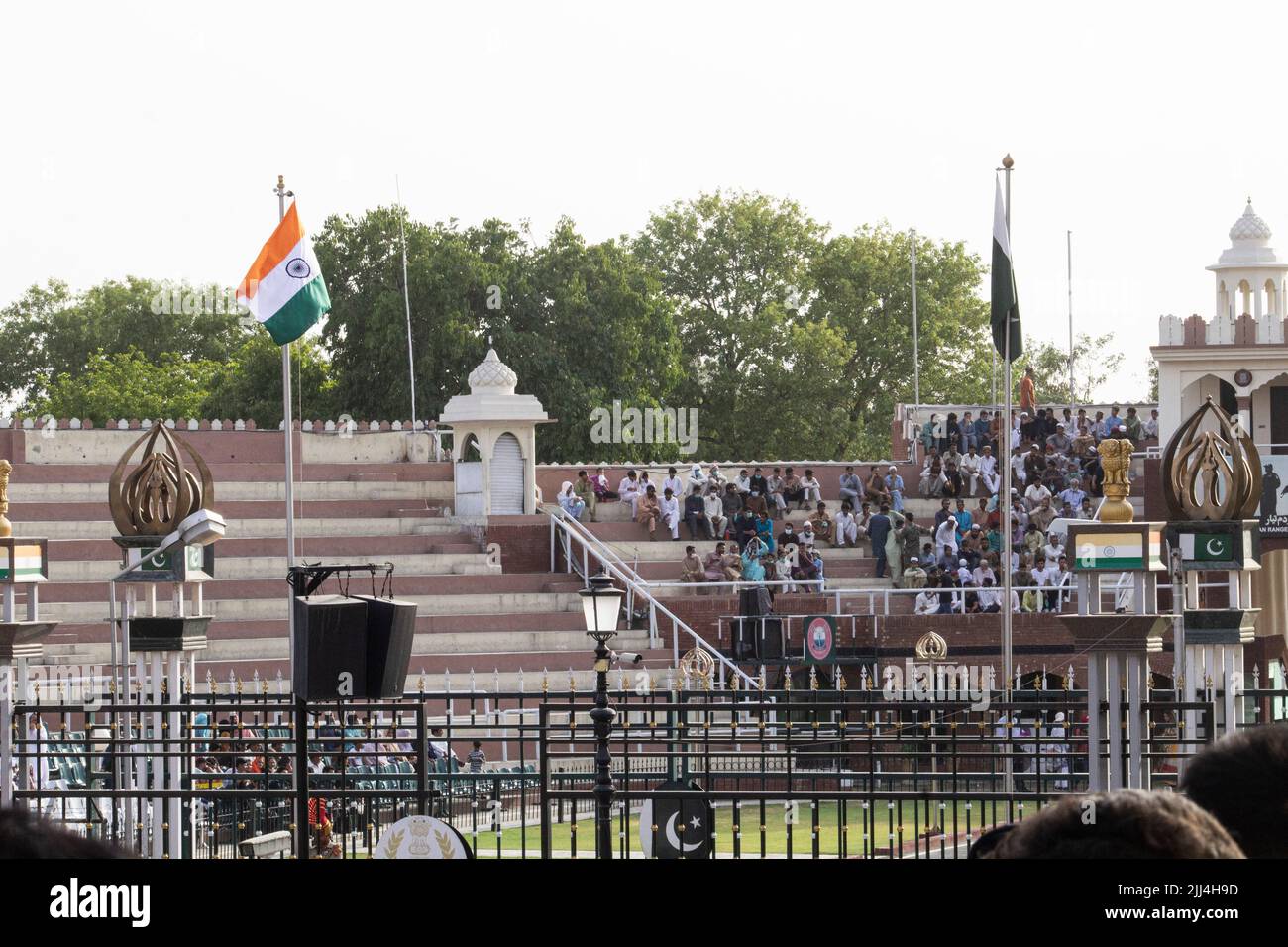 The lowering of the flags ceremony at the Attari-Wagah border is a ...