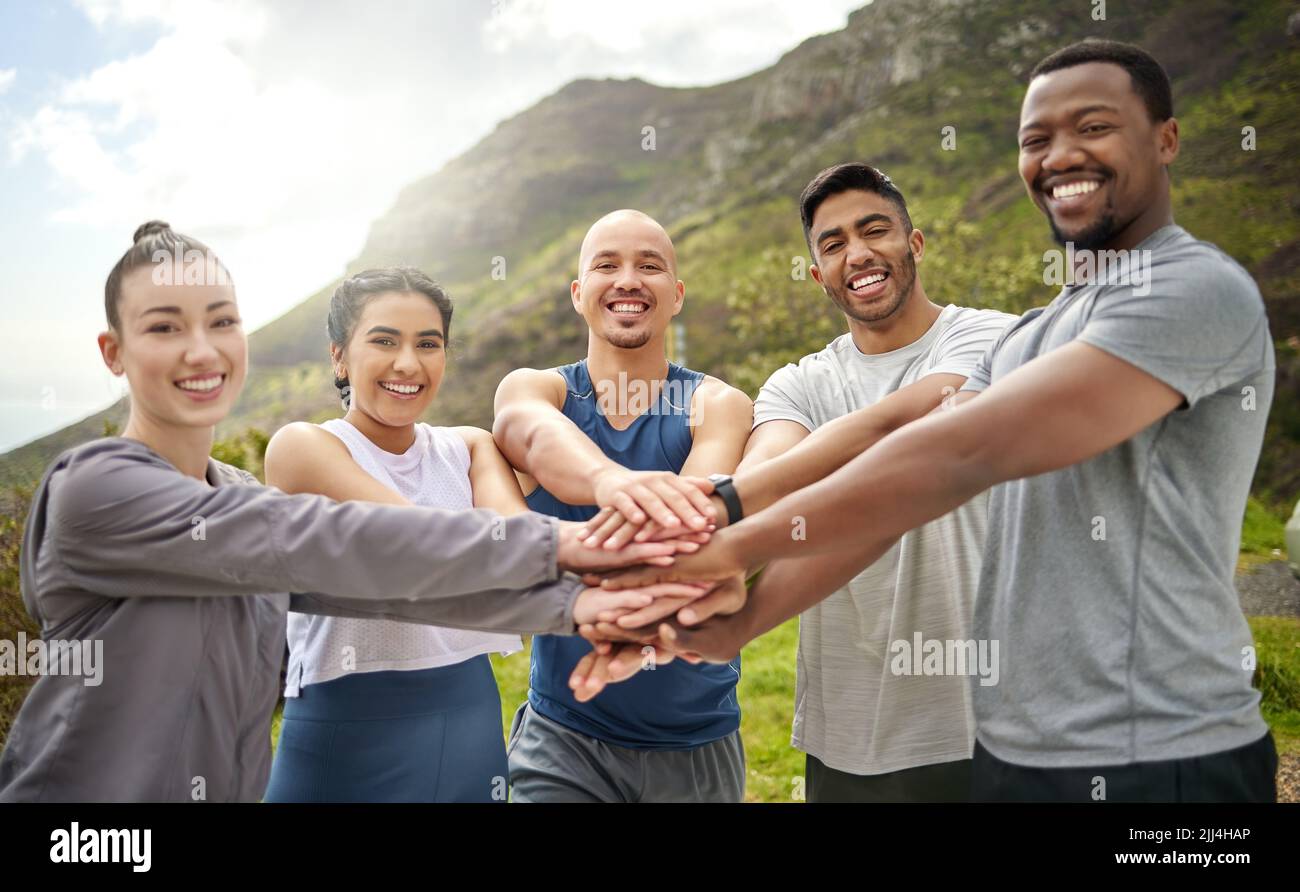 Staying fit and enjoying the journey together. Portrait of a group of ...