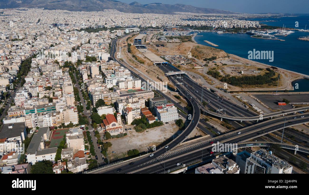 Neon Faliron junction and the new seaside highway at the south coast of ...