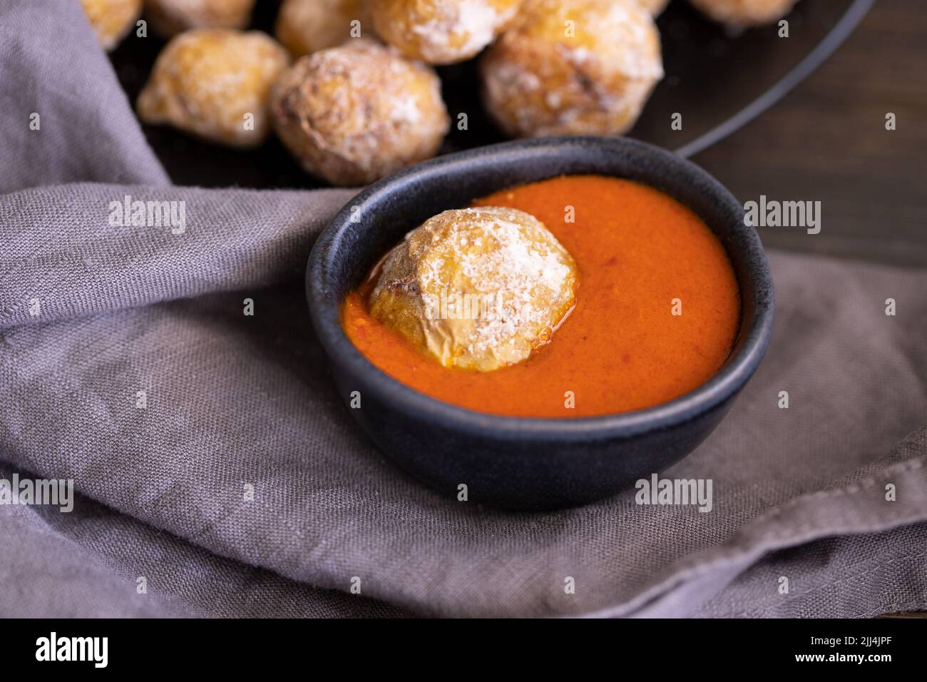 Famous Canary Islands dish, Papas Arrugadas (wrinkly potatoes with salt ...