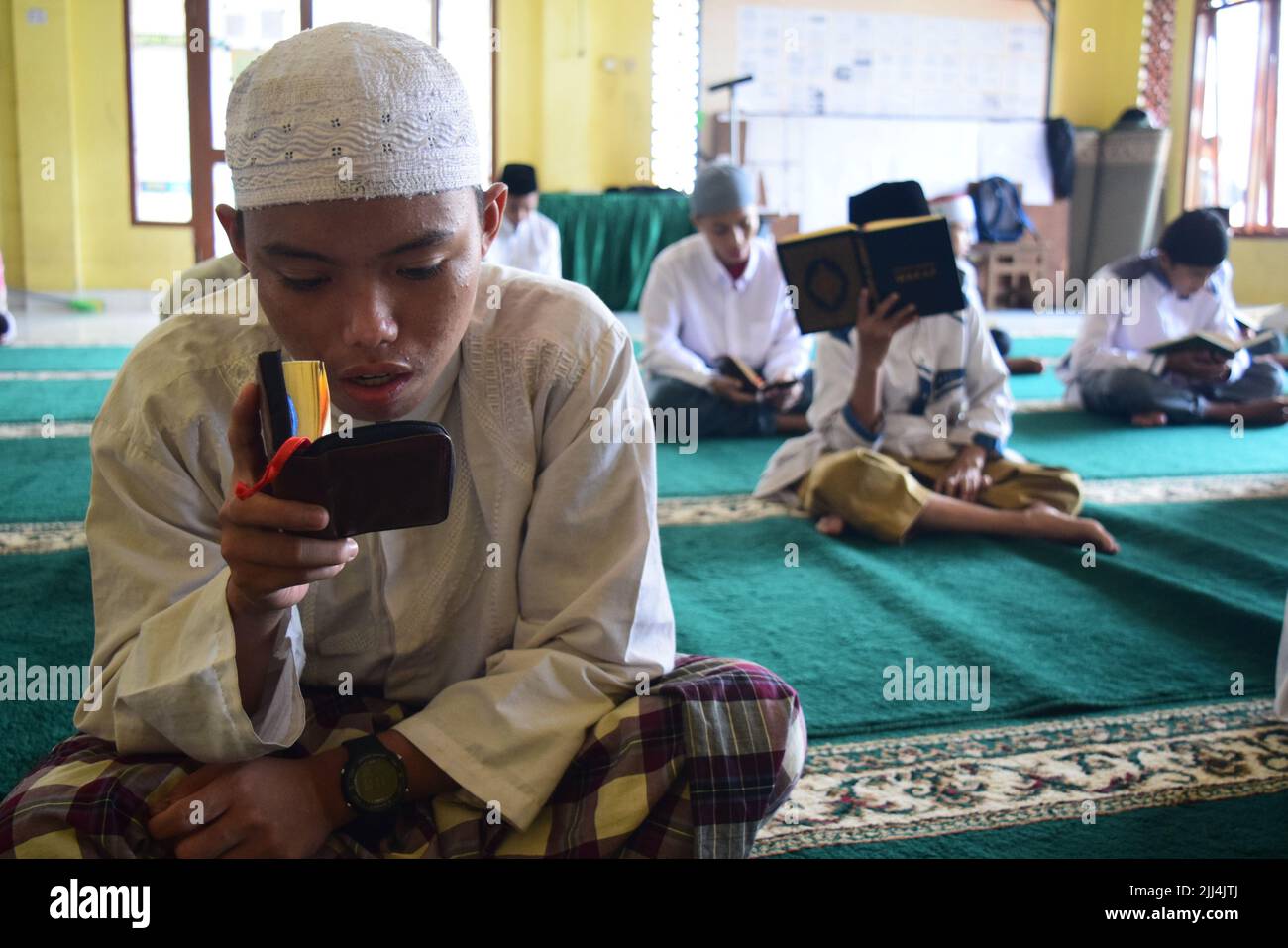 Bogor, Indonesia - 2021 : A number of students read the Koran during ...